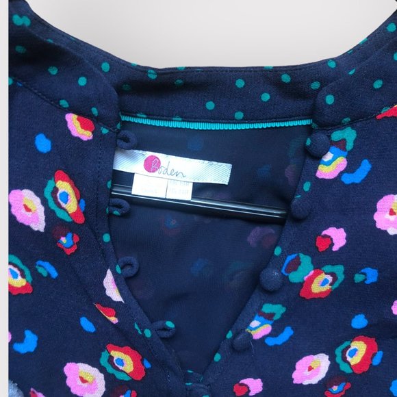 Boden | Dresses | Boden Size 4r Navy Blue Floral Christina Long Sleeve Flare Viscose Dress ...